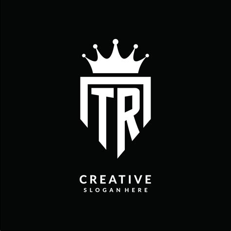 Letter TR Logo Monogram Emblem Style With Crown Shape Design Template
