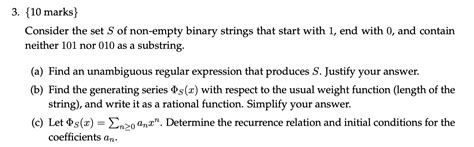 3 10 Marks Consider The Set S Of Non Empty Binary