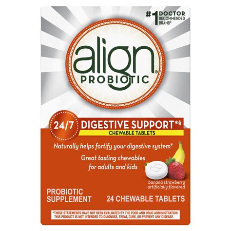Align Probiotic Supplement Chewable Bandana Smoothie Flavor 24 Ct Go Direct Foods Distro