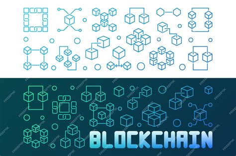 Premium Vector Blockchain Technology Modern Linear Vector Banners Set