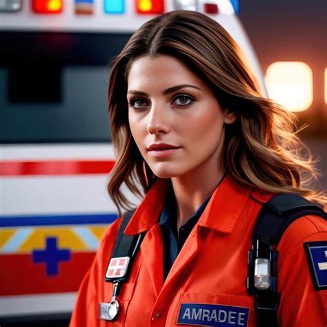 Premium Photo Woman Paramedic Next To Ambulance Smiling