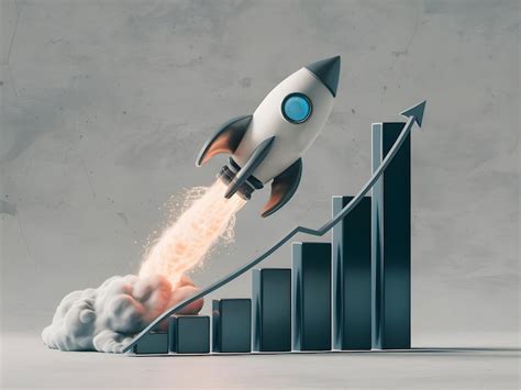 Rocket Taking Off Next To A Growing Bar Graph Premium Ai Generated Image