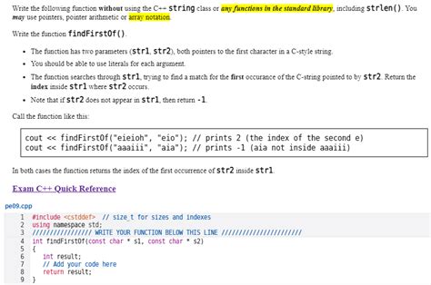 Solved Write The Following Function Without Using The C