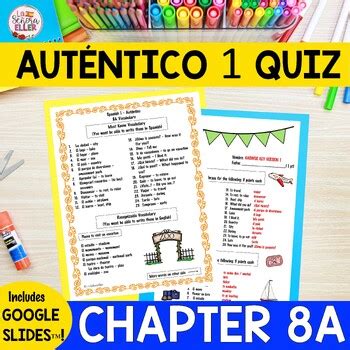 Auténtico Realidades Capítulo A Spanish Vocabulary Quiz Spanish Assessment
