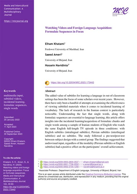 Pdf Watching Videos And Foreign Language Acquisition Formulaic