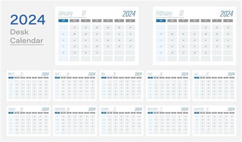 Diseño de calendario de escritorio vectorial moderno para 2024 Vector