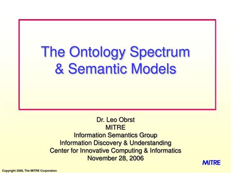 Ppt The Ontology Spectrum And Semantic Models Powerpoint Presentation Id9296690