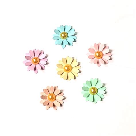 Pastel Daisy Flower Embellishments Handmade Paper Daisy Flowers For
