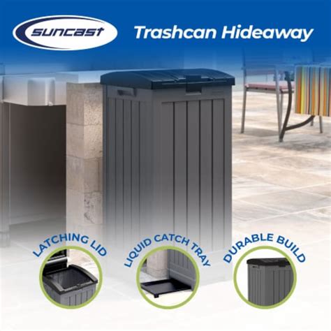 Suncast Trash Hideaway 39 Gallon Outdoor Trash Can Patio Waste Bin