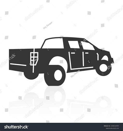 Solid Icons Pickup Truck Shadowvector Illustrations Stock Vector