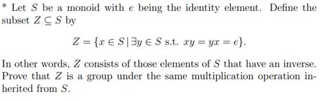 solved let s be a monoid with e being the identity