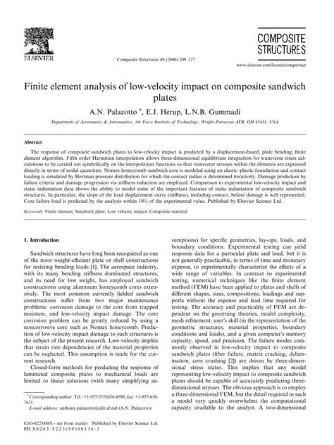 pdf finite element analysis of low velocity impact on composite