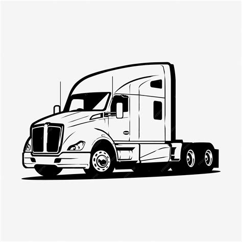 Semi Truck Big Rig 18 Wheeler Vector Art Illustration Isolated In White
