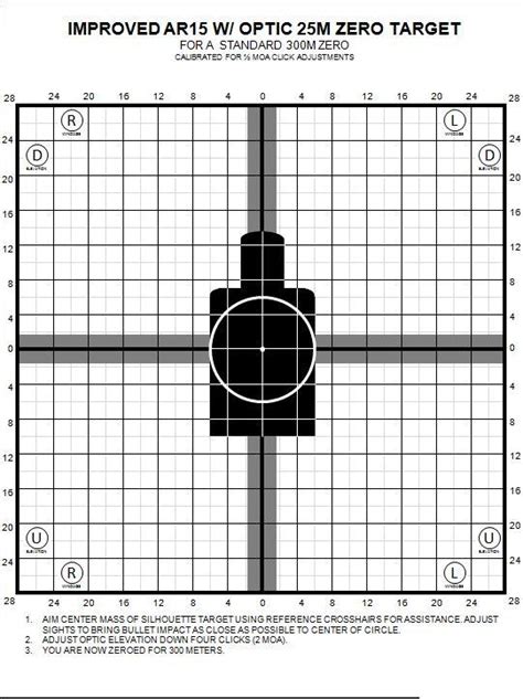 25 Yard Rifle Zero Target Printable