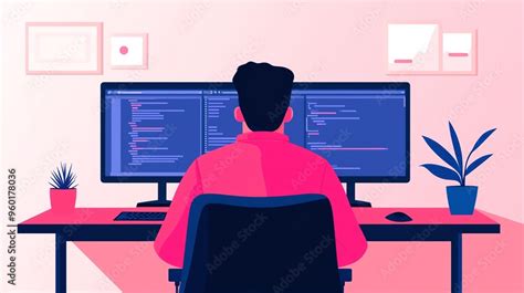 Programmer Integrating Api With Website On A Dual Monitor Setup Efficient Web Development