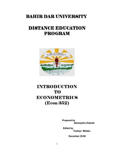 Econonometrics Module 1 Pdf Econometrics Regression Analysis