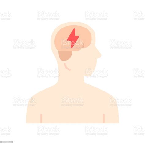 아픈 두뇌 플랫 디자인 긴 그림자 색상 아이콘입니다 치매 뇌졸중 아픈 인간의 장기 건강에 해로운 신경계 아픈 내부 신체 부위
