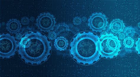 Premium Vector Modern Digital Gears Wheel And Cock On Technology