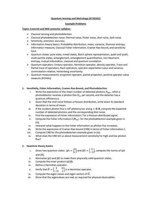 Practice Problems Pdf Quantum Entanglement Eigenvalues And Eigenvectors