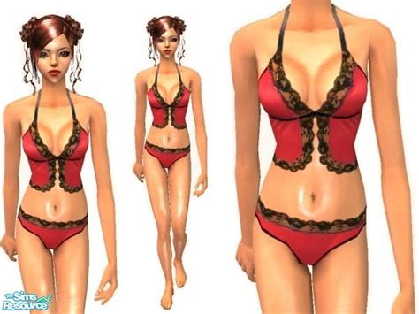 The Sims Resource Red Adult Lace Underwear