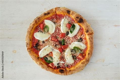 Oven Baked Pizza With Buffalo Mozzarella Parmigiano Reggiano Cheese