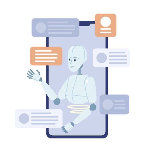 Ai Virtual Assistant On Mobile Phone Flat Concept Vector Spot
