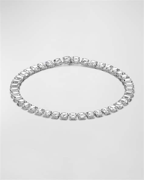 Swarovski Millenia Rhodium Plated Octagon Cut Crystal Necklace Neiman