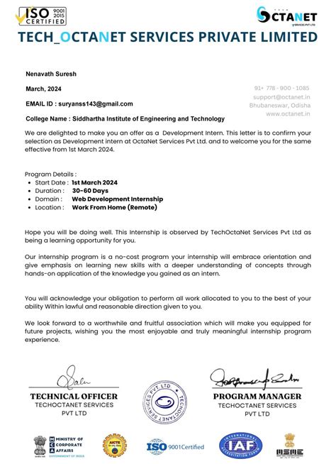 nenavath suresh on linkedin internship