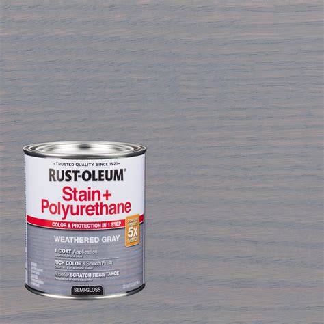 Weathered Gray Rust Oleum Stain Polyurethane Semi Gloss 330057 Quart
