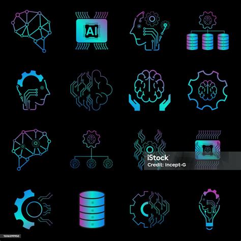 Group Of Technology Icons Vector Ai Vector Concept 16 Icons Of Ai