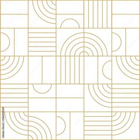 Geometric Pattern With Minimalist Mid Century Modern Gold Line Pattern