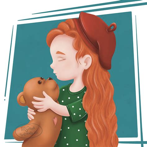 Иллюстрация Девочка с мишкой в стиле 2d детский персонажи