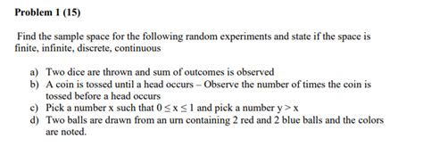 Solved Problem Find The Sample Space For The Chegg
