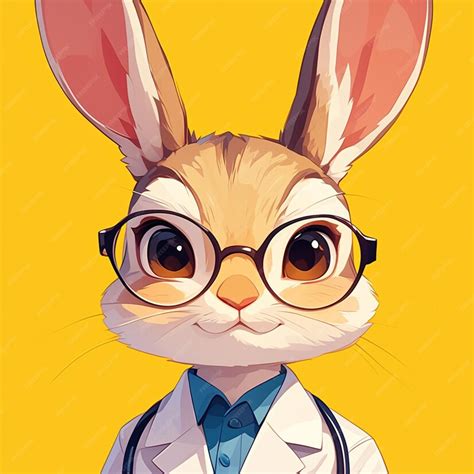 Premium Vector A Lively Rabbit Doctor Cartoon Style