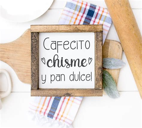 Cafecito Chisme Y Pan Dulce Frame Spanish Funny Coffee Sign Cafecito