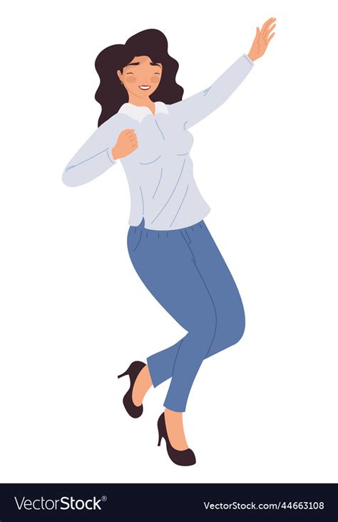 Elegant Businesswoman Dancing Celebrating Vector Image