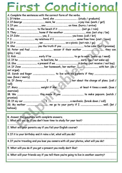 First Conditional Esl Worksheet By Luoliveira