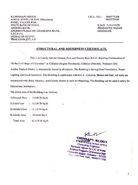Structural Soundness Certificate Pdf