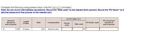 Solved Complete The Following Using Present Value Use Table 12 3