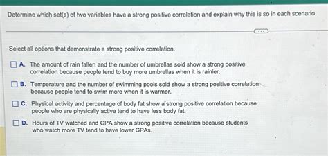 Determine Which Sets Of Two Variables Have A Strong Positive