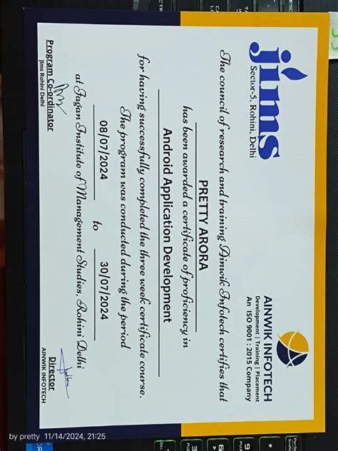 Androiddevelopment Certificate Learningjourney Jims Ainwikinfotech