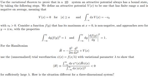 Solved Use The Variational Theorem To Prove That In A 1d
