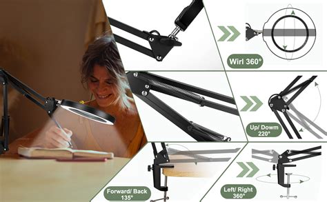 Krstlv 5x Magnifying Glass With Light And Stand Upgrade Button 5 Color