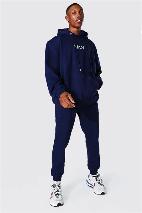 Oversized Original Man Hooded Tracksuit Boohoo Uk