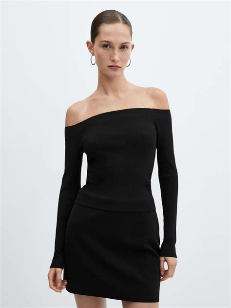 Buy Mango Knitted Off Shoulder Bardot Top Tops For Women 28914346