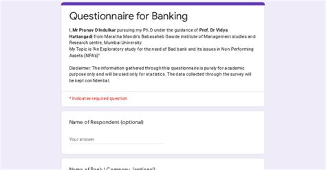 Pranav Indulkar On Linkedin Questionnaire For Banking