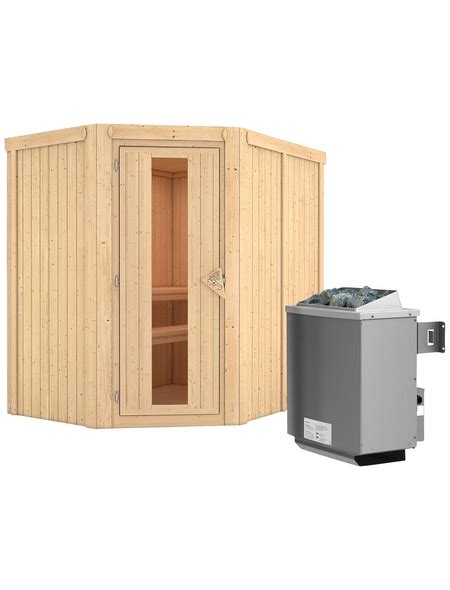KARIBU Sauna Vijandi inkl 9 kW Saunaofen mit integrierter Steuerung für 3 Personen Hagebau de
