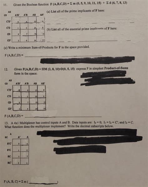 solved 11 given the boolean function f a b c d m 0 5