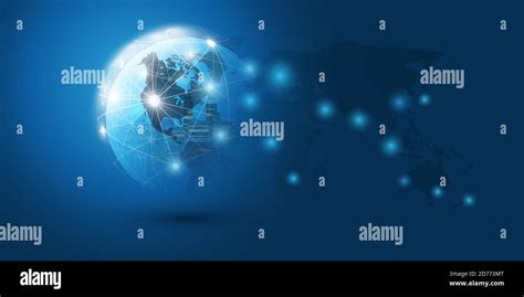 Smart City Cloud Computing Design Concept With Wireframe And World Map Digital Network