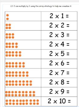 2 Times Tables Array Worksheet By Jennifer McKane TPT